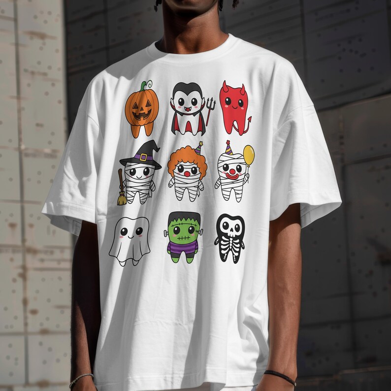Cute Halloween Tooth Characters PNG, Funny Dentist Halloween Clipart ...