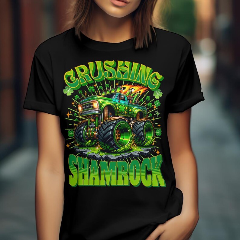 Crushing Shamrock Monster Truck PNG, St. Patrick's Day Design (digital ...
