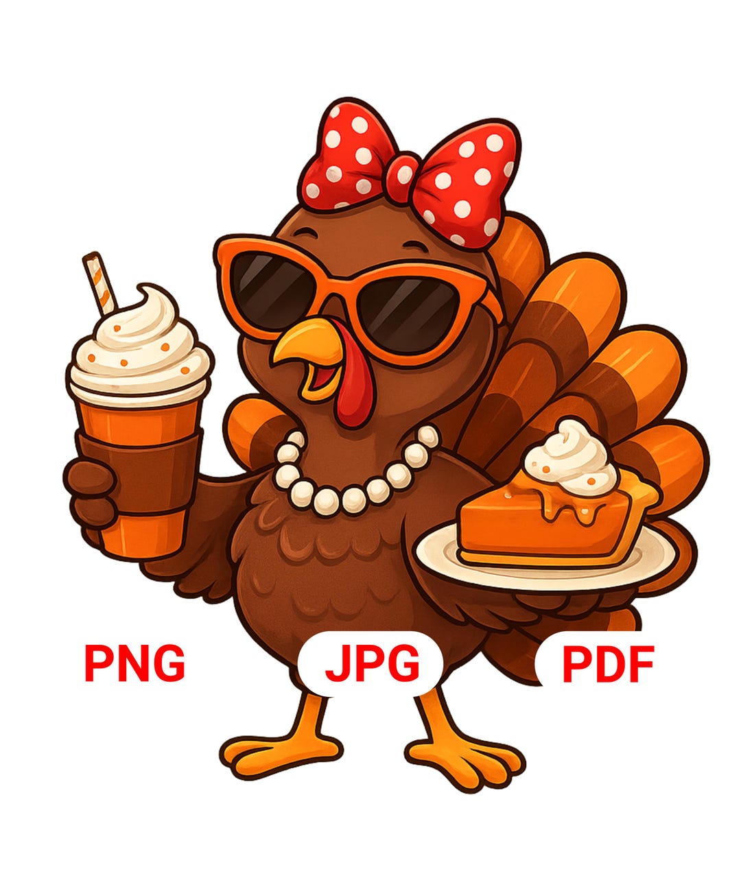 Funny Thanksgiving Turkey PNG, Sunglasses, Pumpkin Pie (digital ...