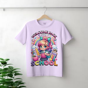 Welcome Back to School PNG, Cute Kawaii Student With Rainbow, Pencils ...