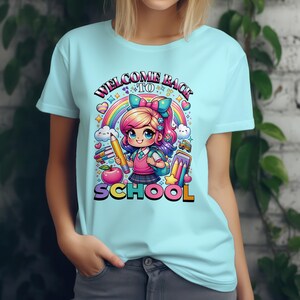 Welcome Back to School PNG, Cute Kawaii Student With Rainbow, Pencils ...