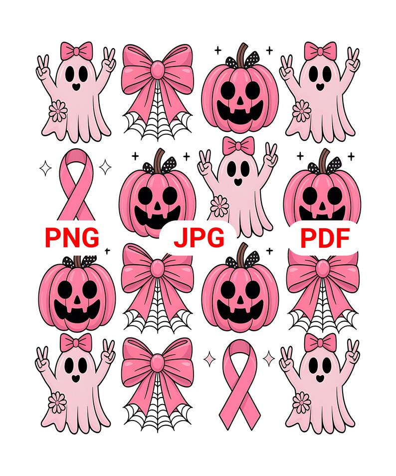 Pink Ghost Halloween PNG: Breast Cancer Awareness Sublimation Design ...