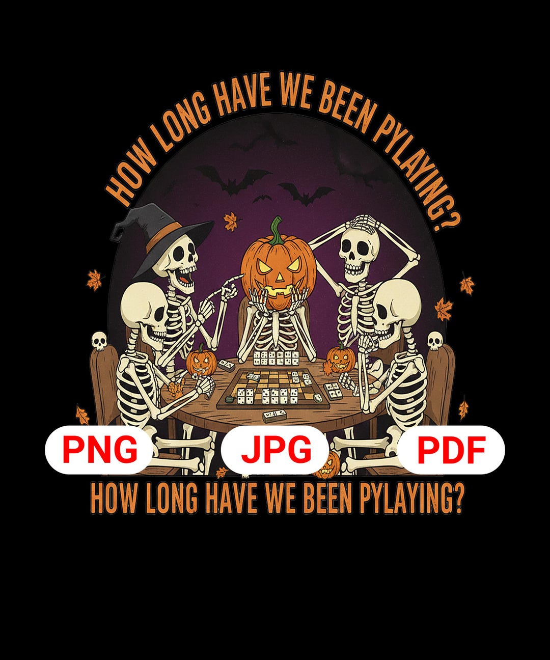 Funny Skeleton Board Game Night PNG: Spooky Halloween Friends (digital ...