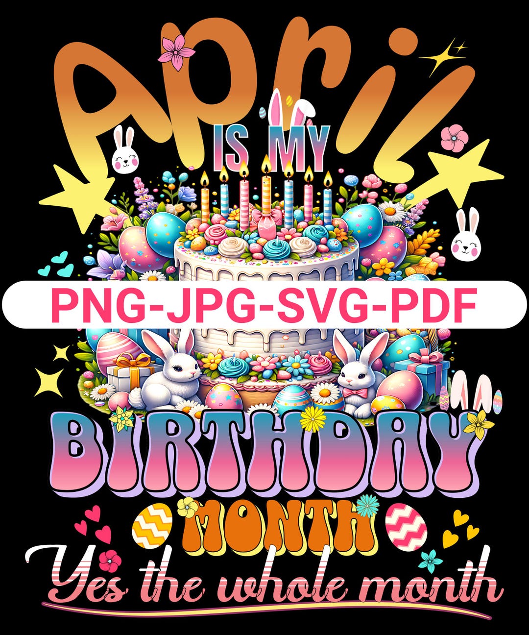 April My Birthday Month PNG, Fun Birthday Gift, Cute Pastel Easter ...
