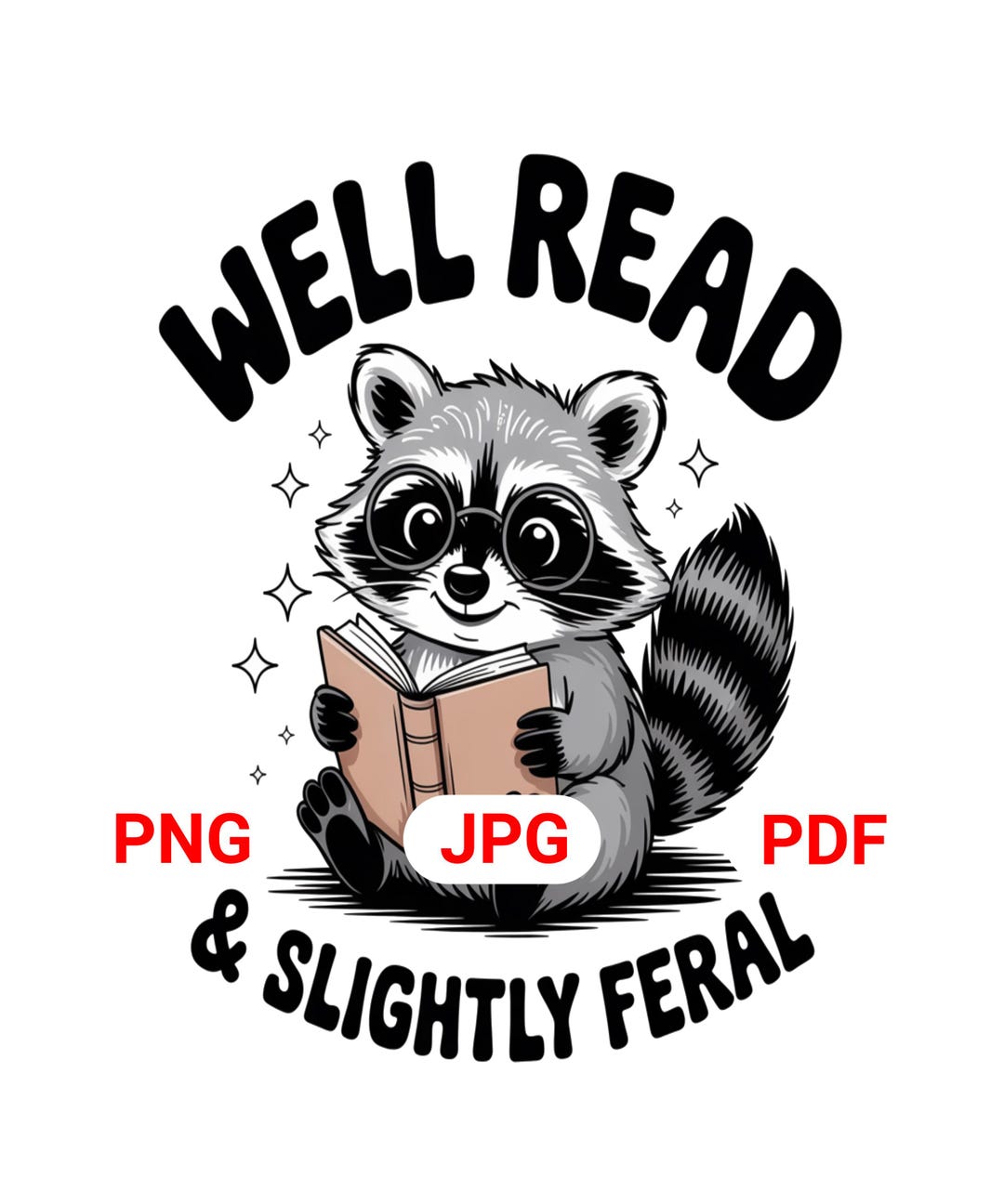 Well Read Raccoon PNG, Book Lover Design (digital Download) - Etsy