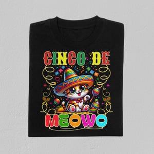 Cinco De Meowo PNG, Funny Fiesta Cat Shirt – Cute Taco Cat With ...