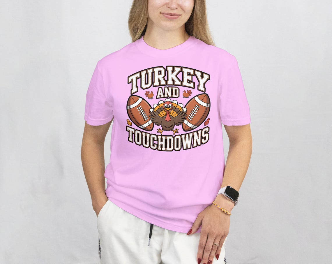 Turkey and Touchdowns PNG: Thanksgiving Football Design (digital ...