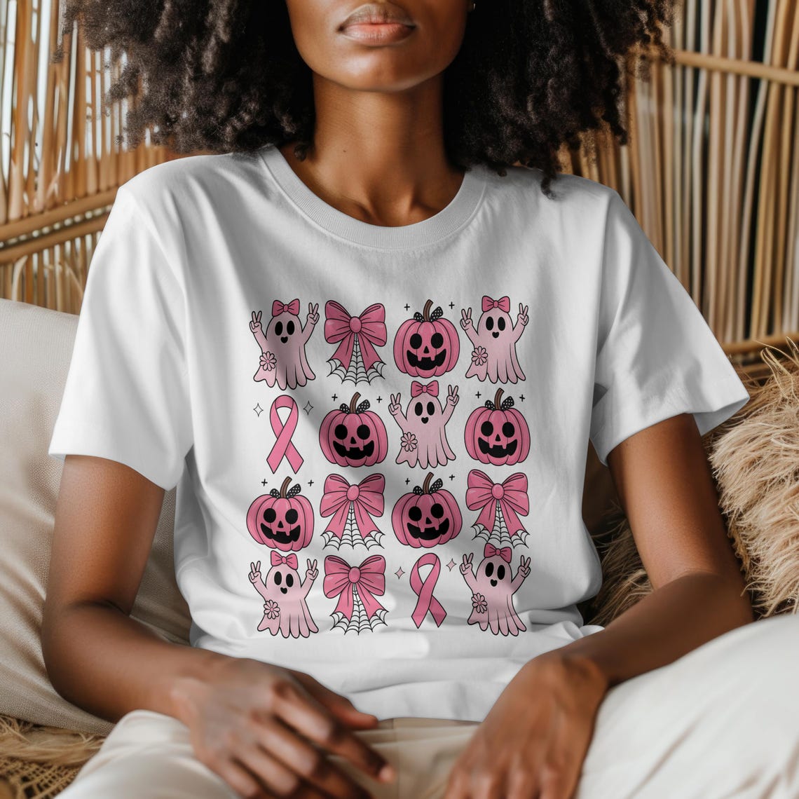 Pink Ghost Halloween PNG: Breast Cancer Awareness Sublimation Design ...