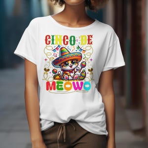 Cinco De Meowo PNG, Funny Fiesta Cat Shirt – Cute Taco Cat With ...