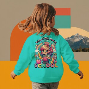 Welcome Back to School PNG, Cute Kawaii Student With Rainbow, Pencils ...