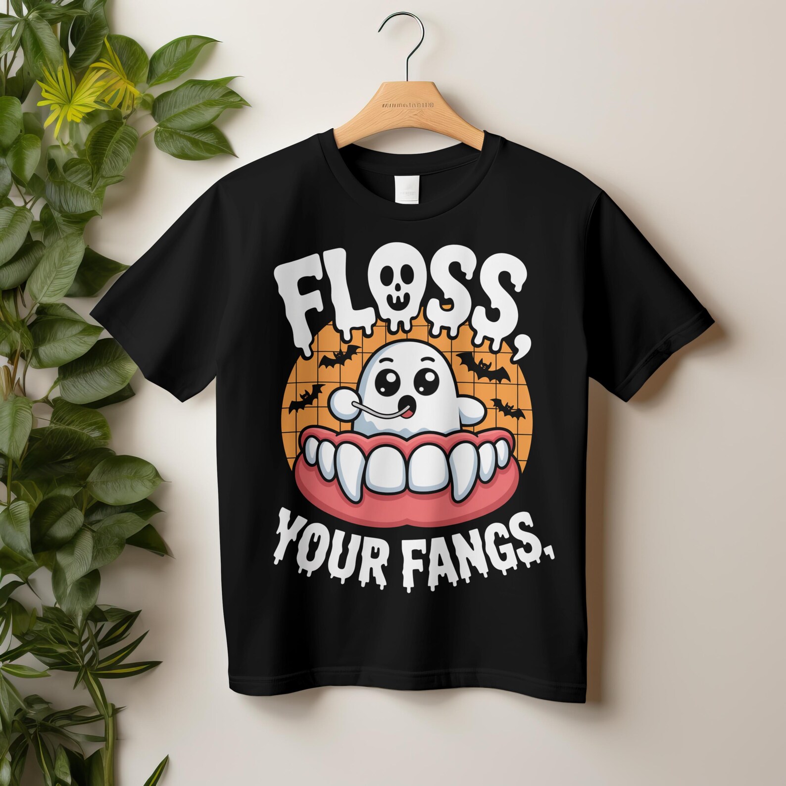 Floss Your Fangs Ghost PNG: Funny Halloween Dental Design (digital ...