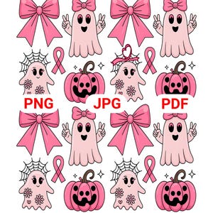 Pink Ghost Halloween PNG: Breast Cancer Awareness Design (digital ...
