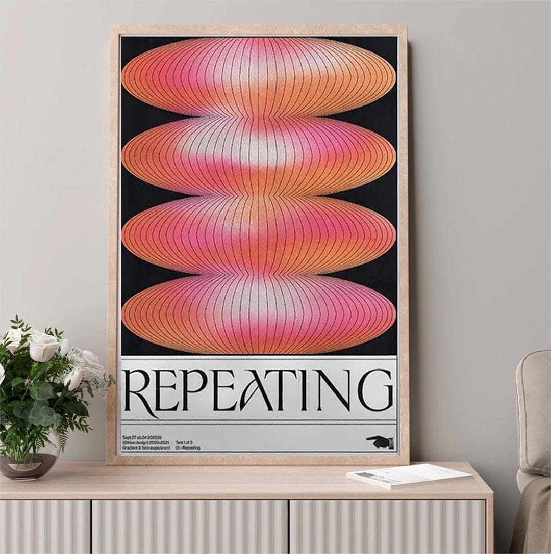 Repeating Aesthetic Wall Art, Minimalist Poster for Bedroom Living Room ...