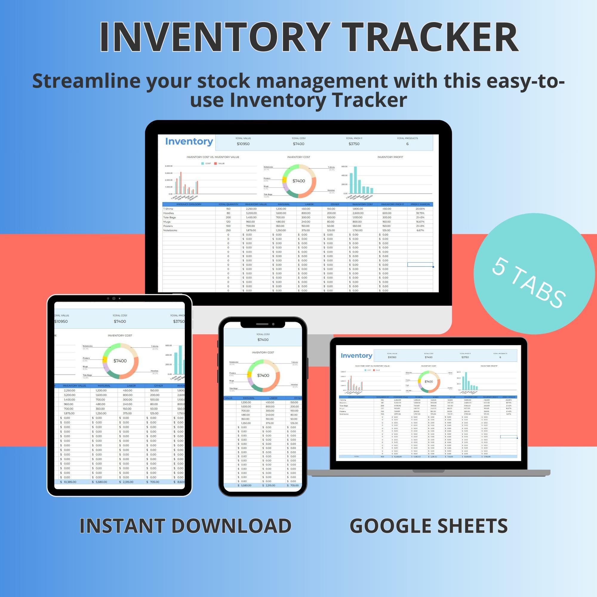 Inventory Tracker Template | Google Sheets Product Tracker, Stock ...