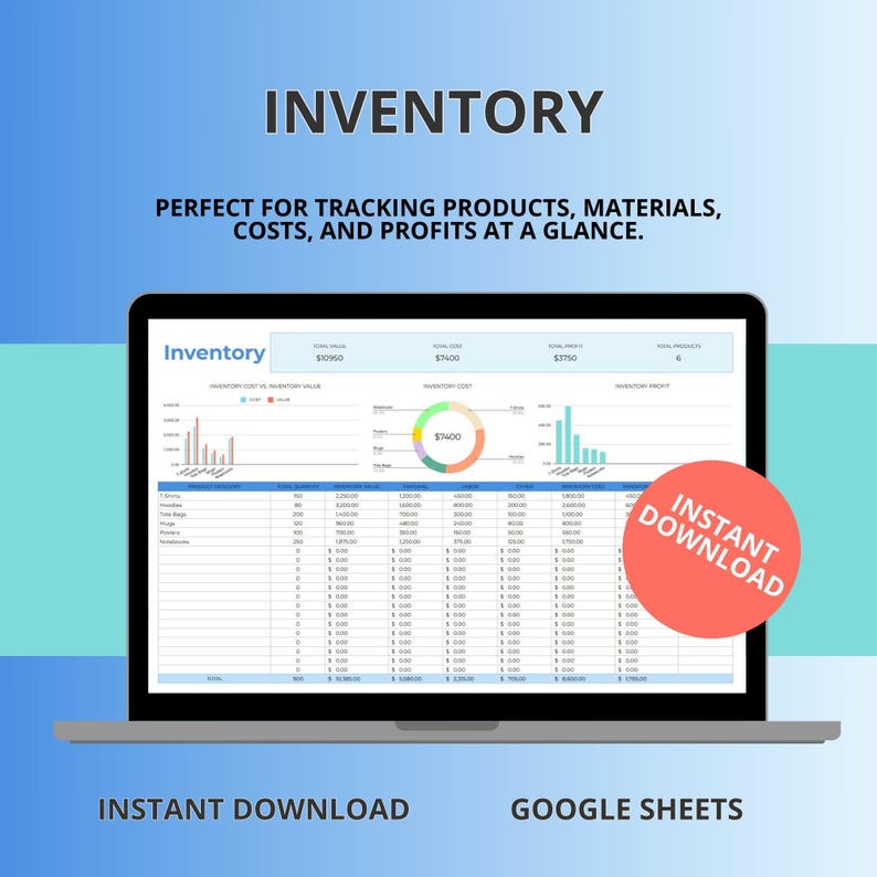 Inventory Tracker Template | Google Sheets Product Tracker, Stock ...