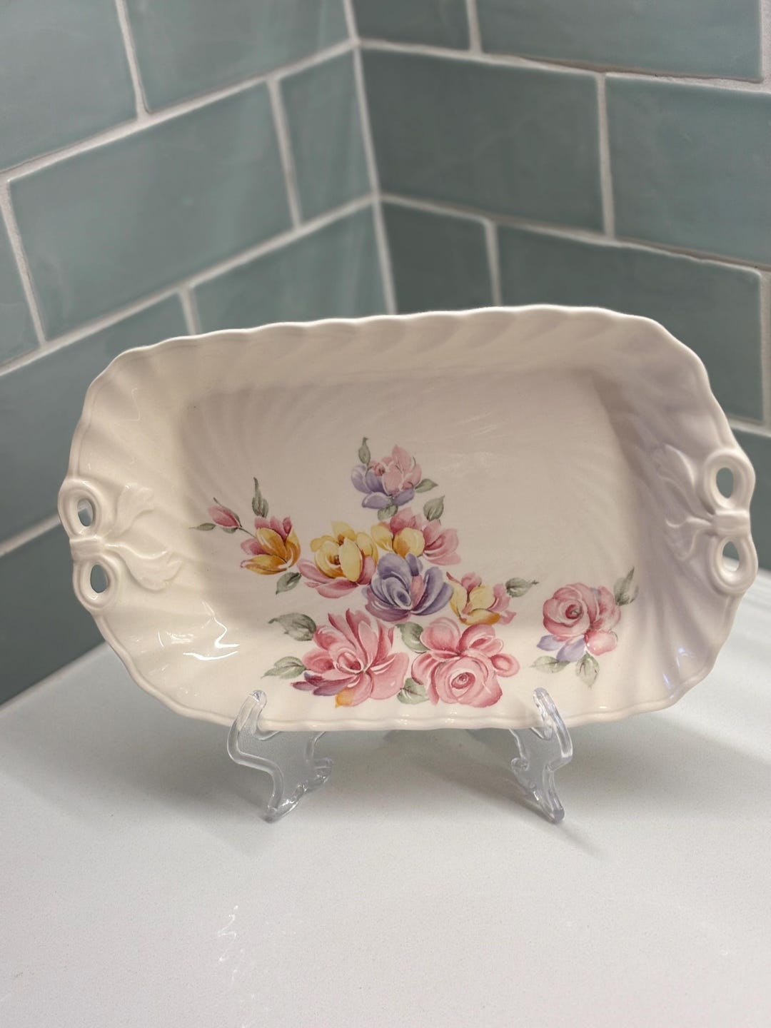 1980s Vintage Floral Platter With Bow Detail - Hanagen Japan - Etsy
