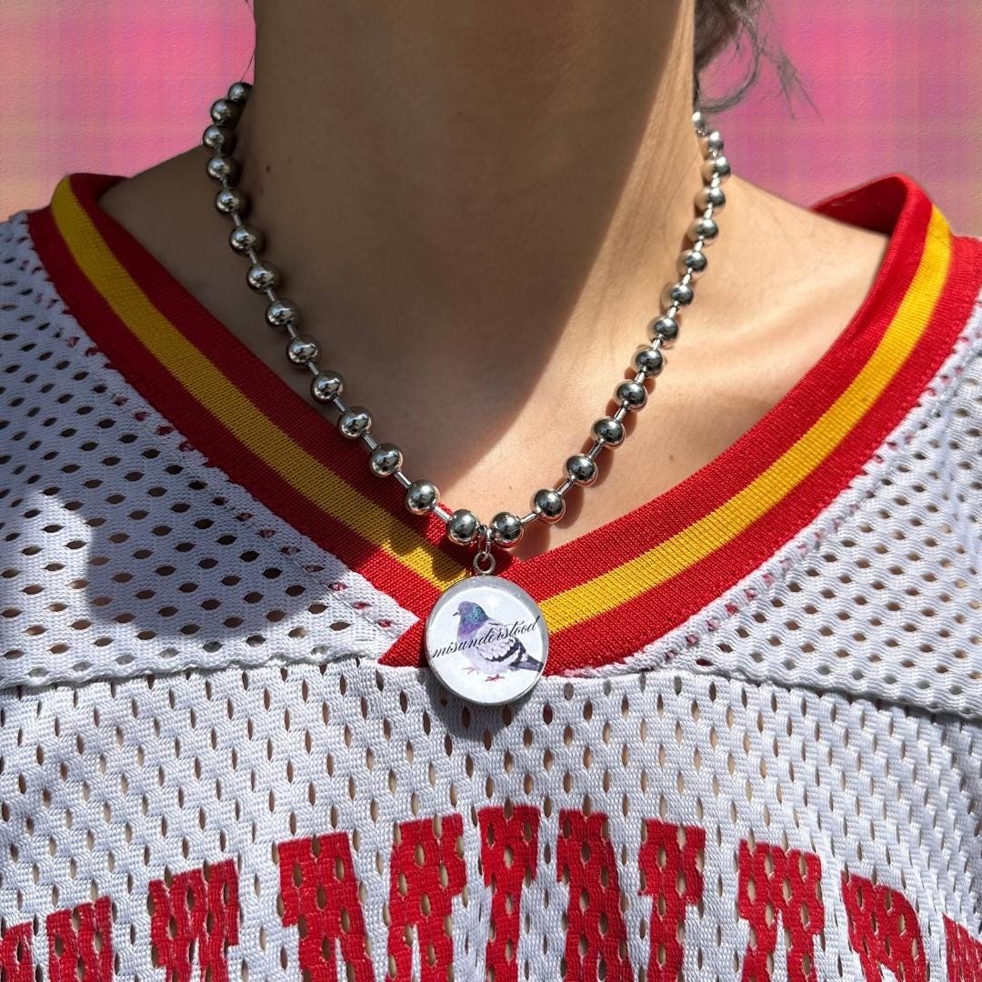 Pigeon Pendant Necklace Chunky Stainless Steel Ball Chain silver - Etsy