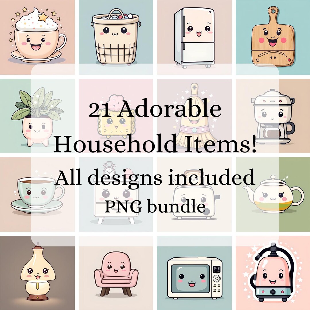 21 Adorable Graphic Designs Bundle Cute and Unique Household Items High ...