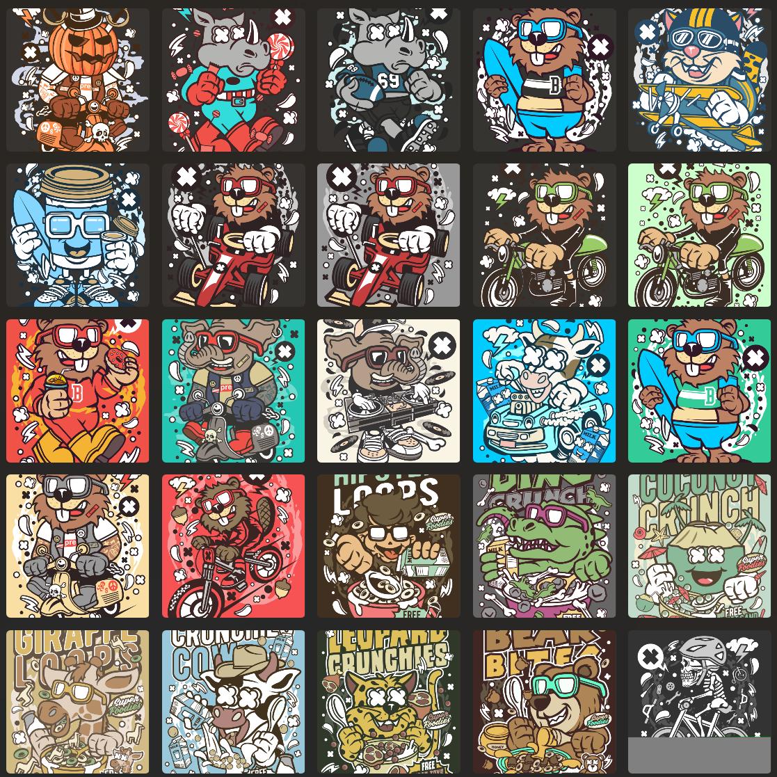 200 Whacky Cartoon Designs Bundle - Fun Characters, Animals, Vehicles ...