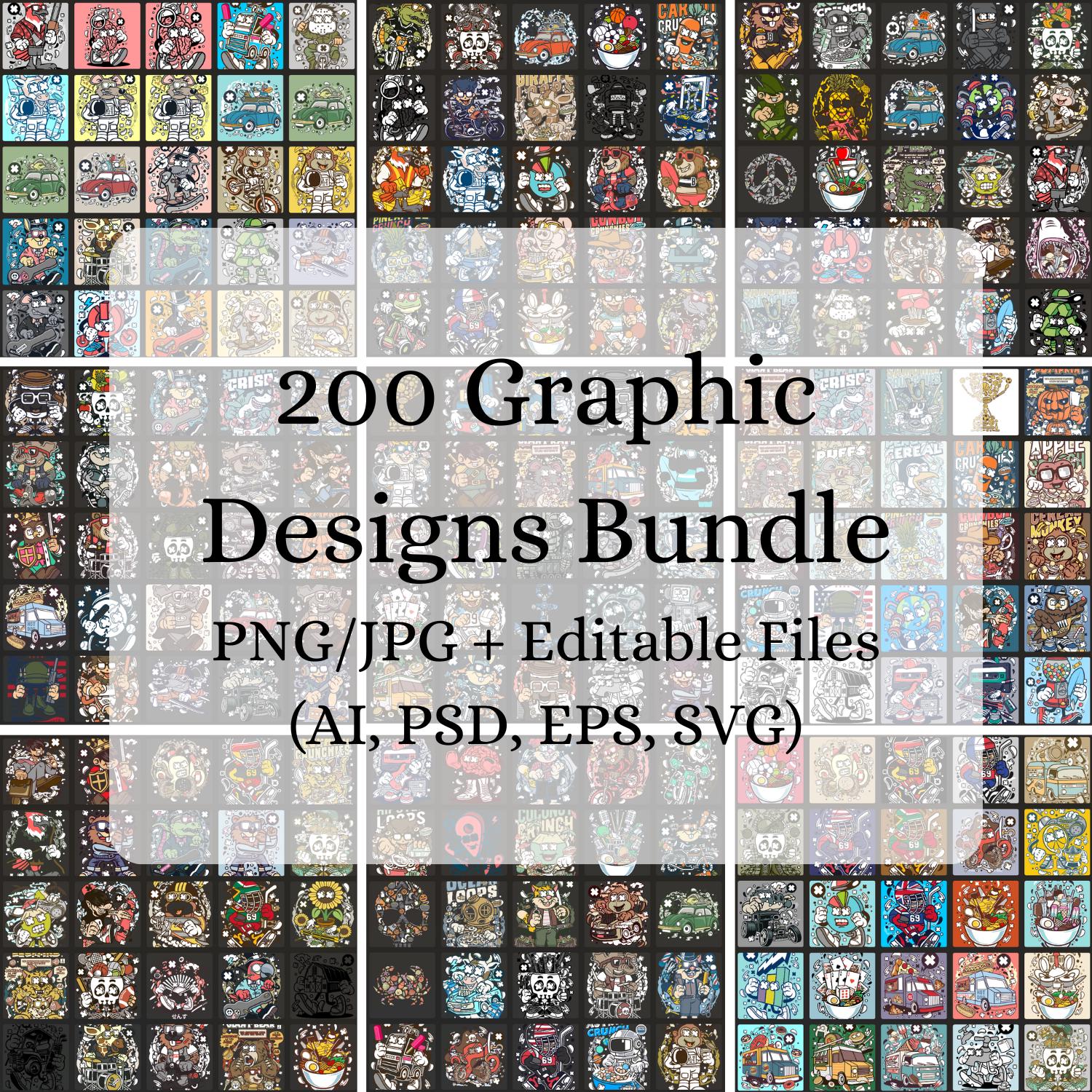 200 Whacky Cartoon Designs Bundle - Fun Characters, Animals, Vehicles ...