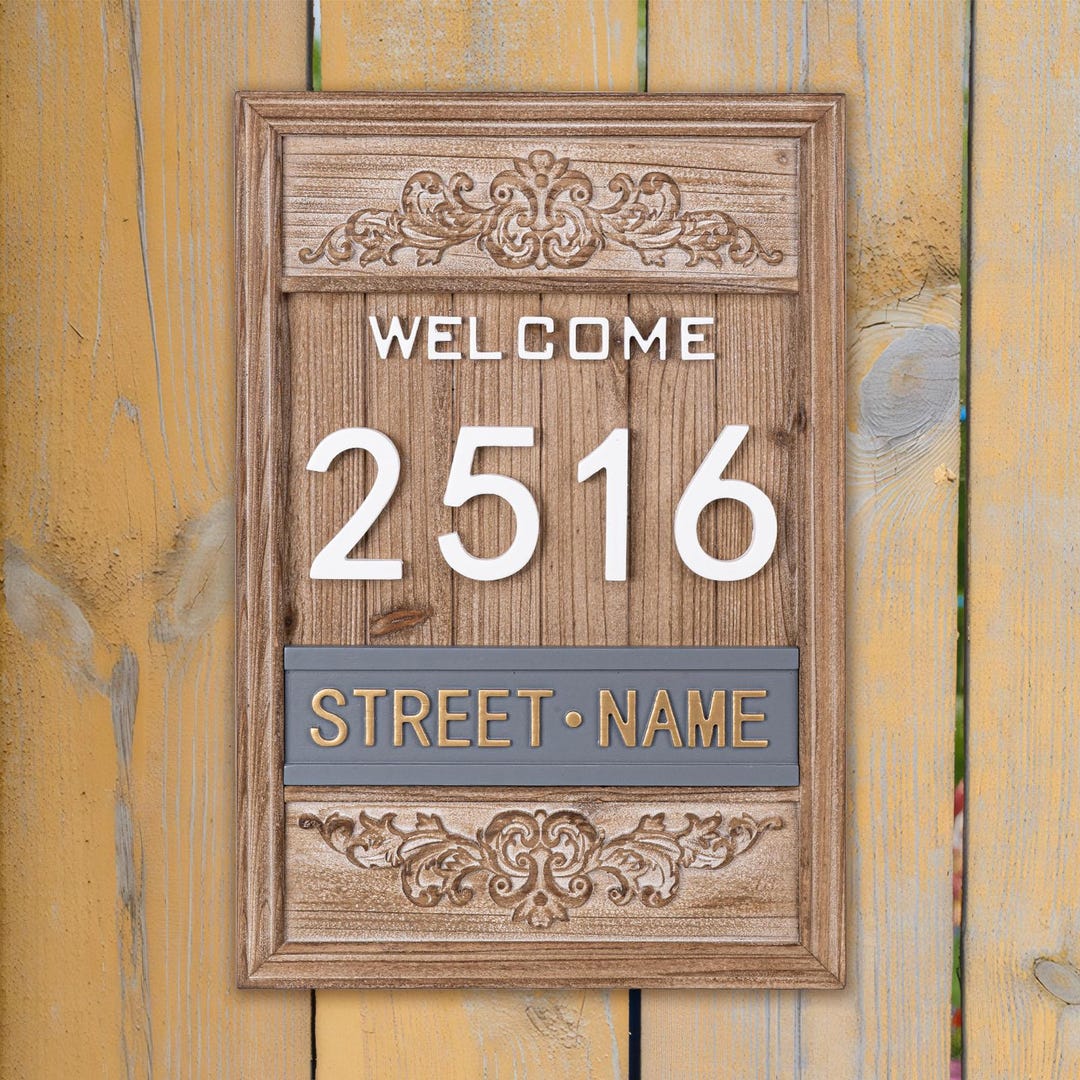 Wooden Address Sign, Custom House Number Sign, Personalized Front Door ...
