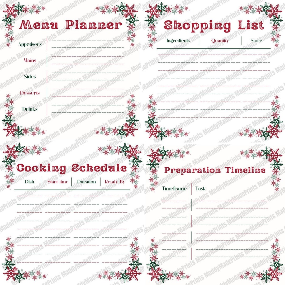 Holiday Meal Planner Bundle Menu, Shopping List, Prep & Cooking ...