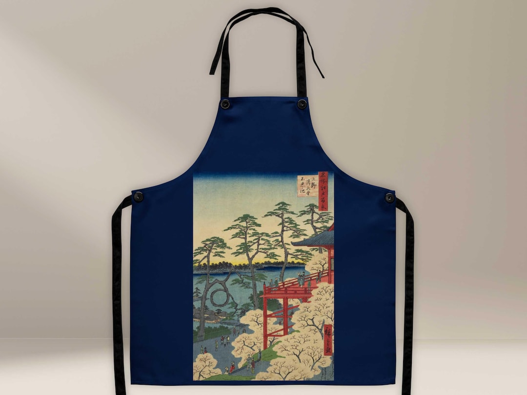 Cherry Blossom Apron｜japanese Ukiyo-e Kitchen Gift｜hiroshige: Kiyomizu ...