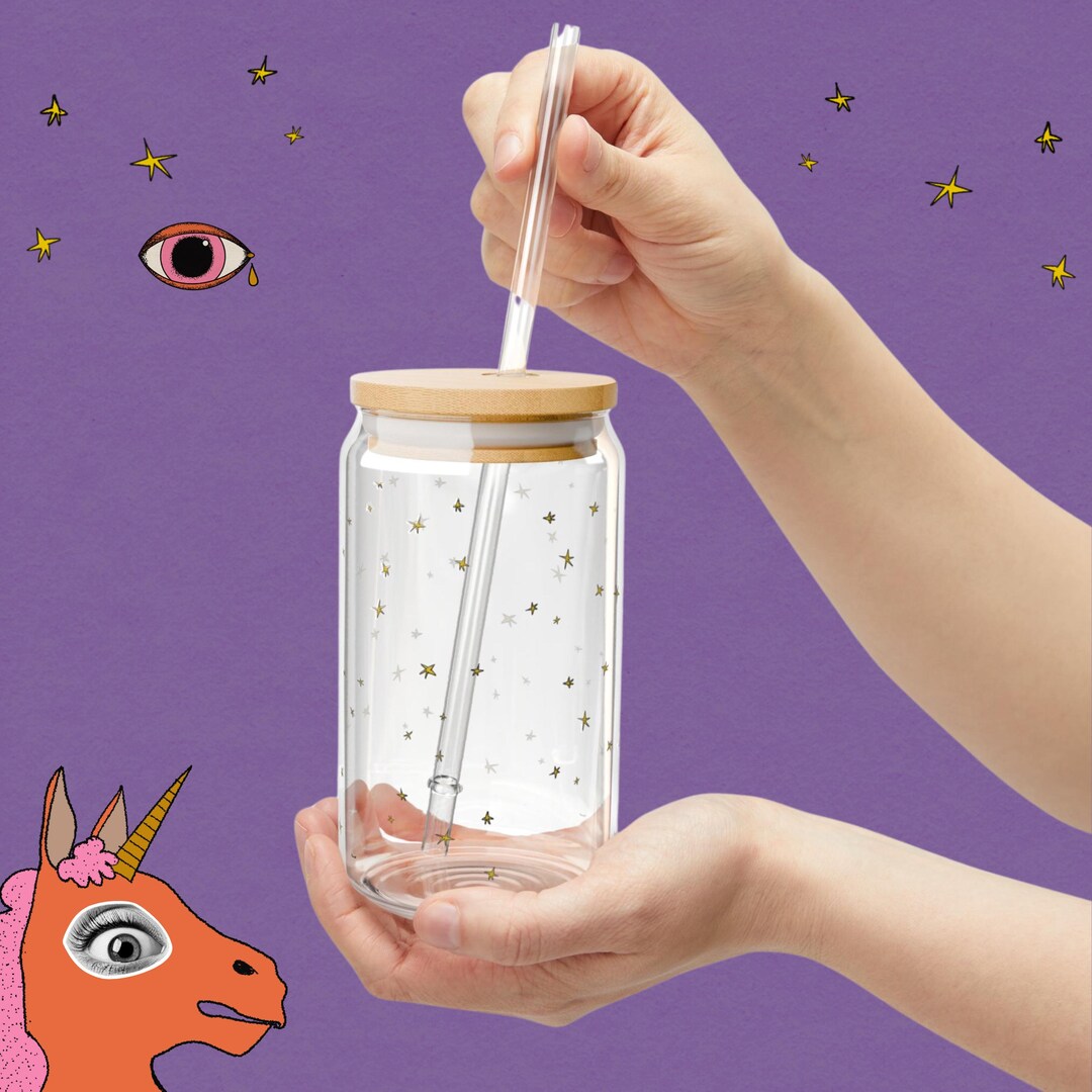 Sparkle Sipper Glass, Magical Glitter Glassware, Aesthetic Unicorn Cup ...