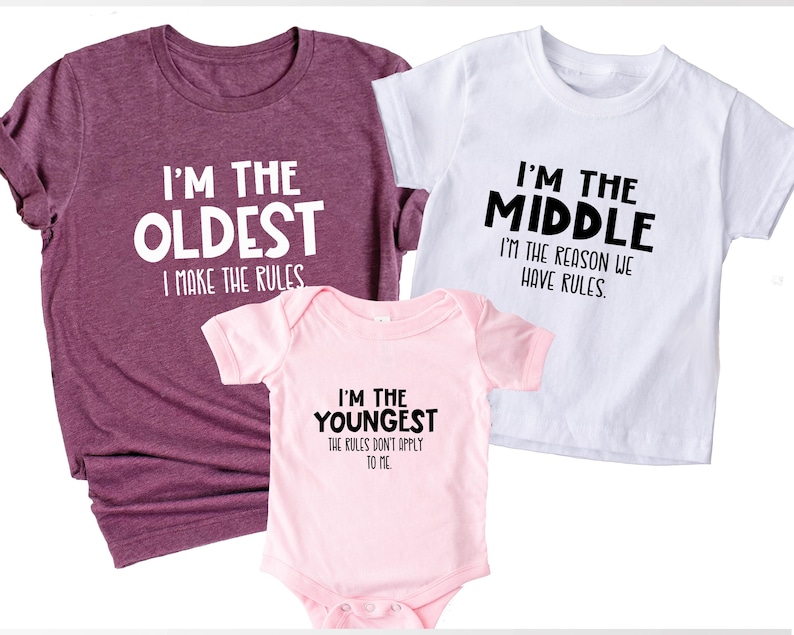 Siblings Rule Shirt Big Sister Brother Tshirt, Oldest Middle Youngest ...