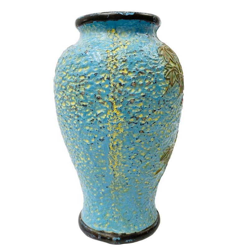 Vintage Japanese Tokanabe Ware Bird on Branch Blue Flower VASE Art ...