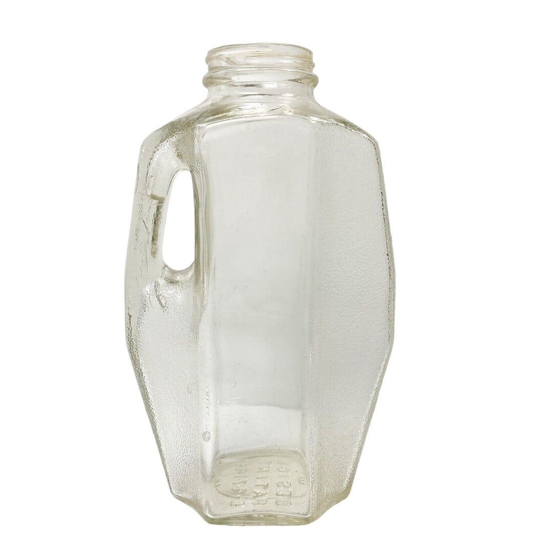 Vintage Refrigerator Clear Glass Bottle Jug Molded Handle Design Patent ...
