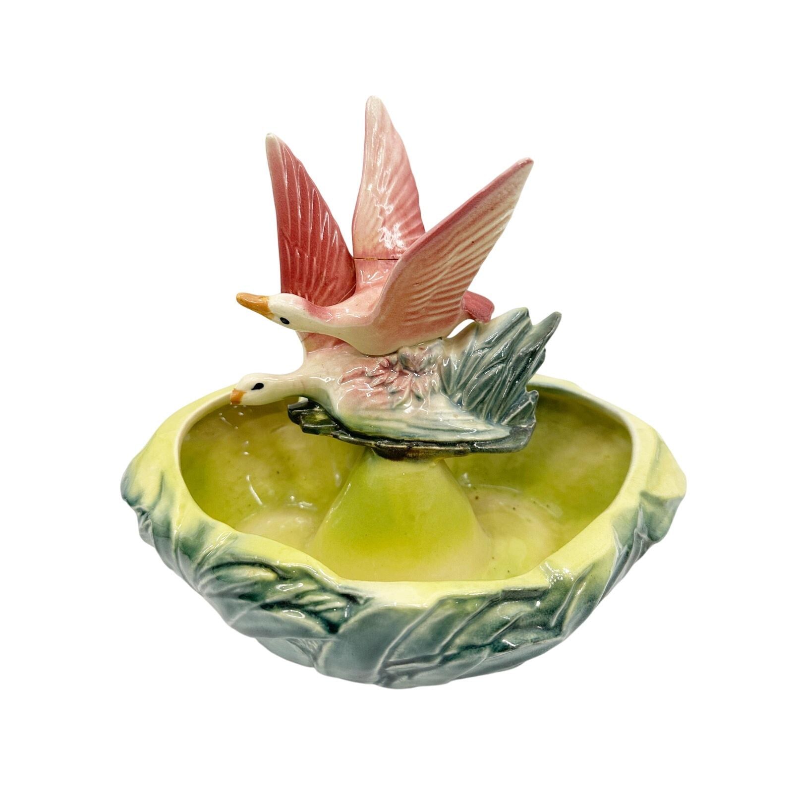Vintage Mccoy Flying Mallard Duck PLANTER Pink Green Blue Art Pottery ...