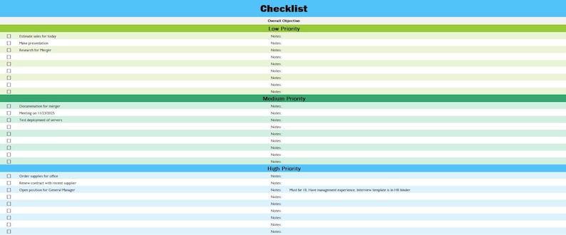 Excel Simple Checklist W/ Checkboxes - Etsy