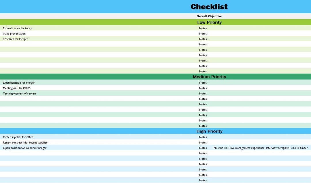 Excel Simple Checklist W/ Checkboxes - Etsy