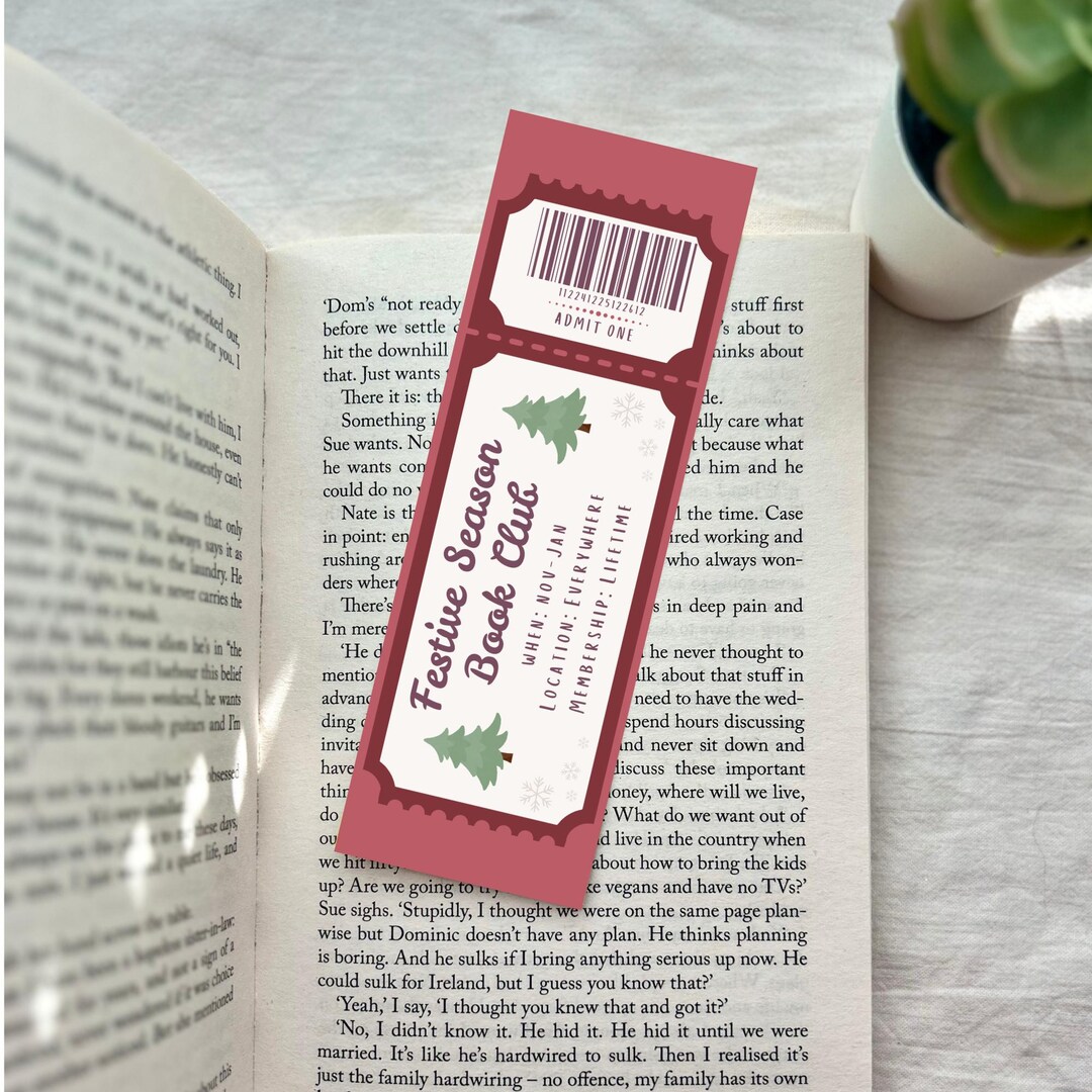 Red Festive Season Book Club Ticket Bookmark | Gloss, 51 X 152 Mm Size ...