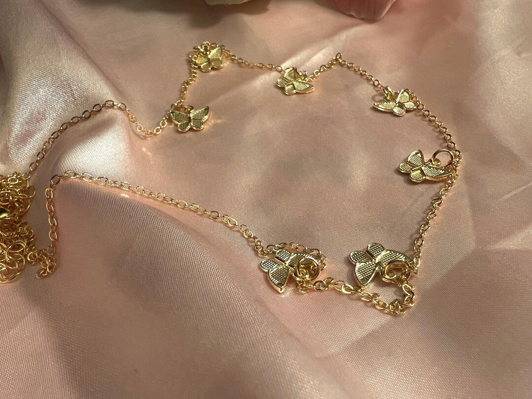 Butterfly Shaped Gold Tone Body Chain, Belt, Waist Belly Chain, 36in ...