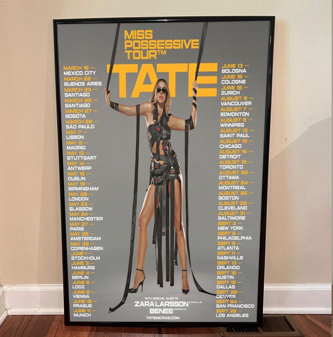 Tate Mcrae Announces 'miss Possessive Tour' Poster, 24x36 Poster - Etsy