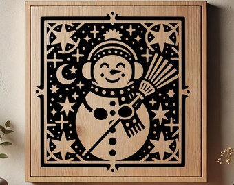 Cozy Snowman SVG, Cutting Digital File, Winter Warmth Laser Wood ...
