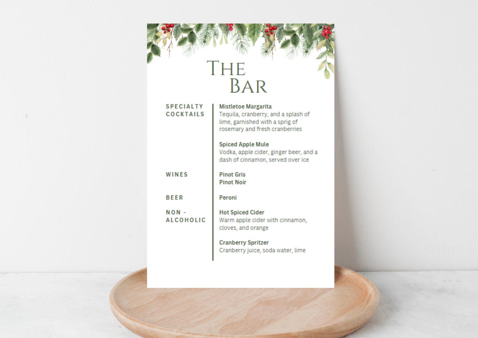 Christmas Bar Menu Template, Editable Xmas Menu, Canva Template Sized ...