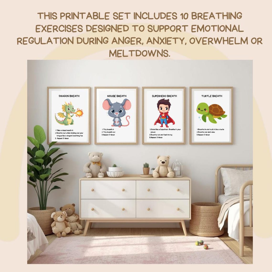 Printable Breathing Exercises for Kids A4 Posters, Calm Down Corner ...