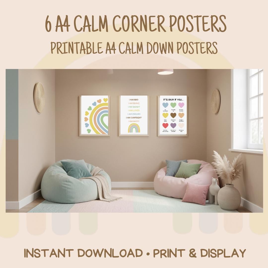 Printable Calm Corner Posters for Kids - Set of 6 (A4) - Etsy