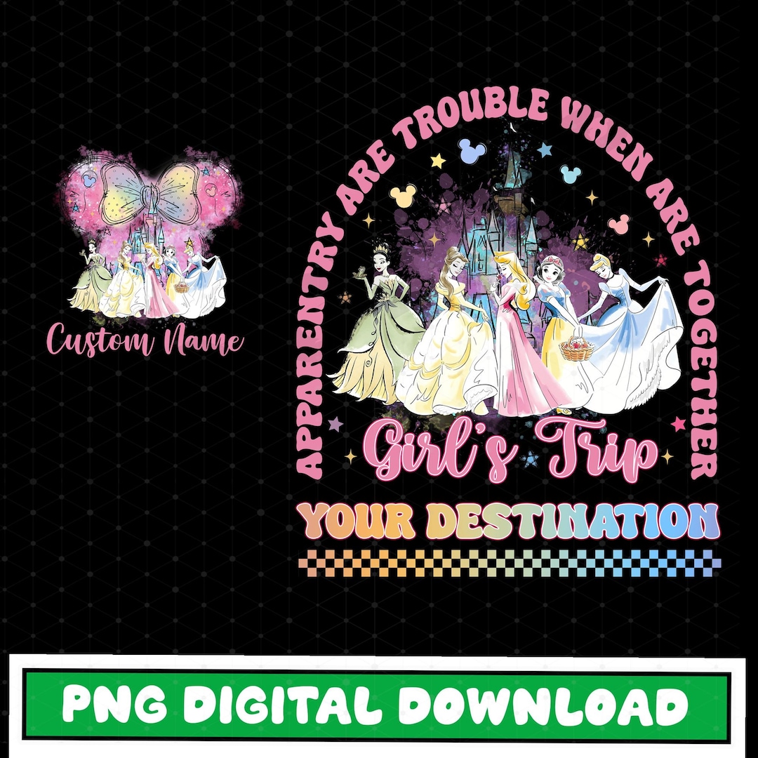 Watercolor Disneyland Princess Girl Trip PNG, Disneyworld Princess ...