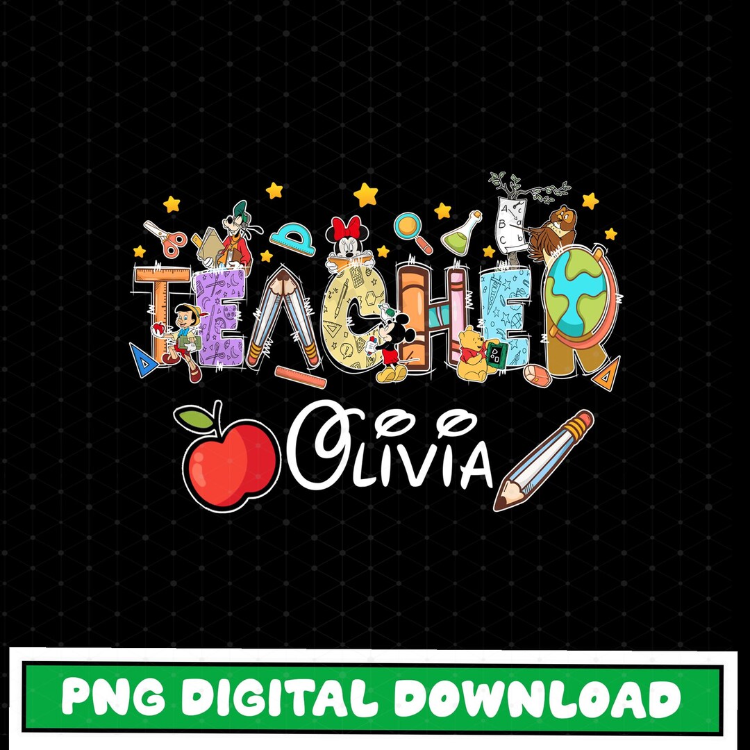 Personalized Disney Teacher PNG, Custom Teacher Png, Teacher Mickey Png ...