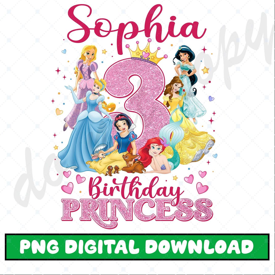 Disney Princess Birthday Girl PNG, Princess Birthday Png, Princess Girl ...