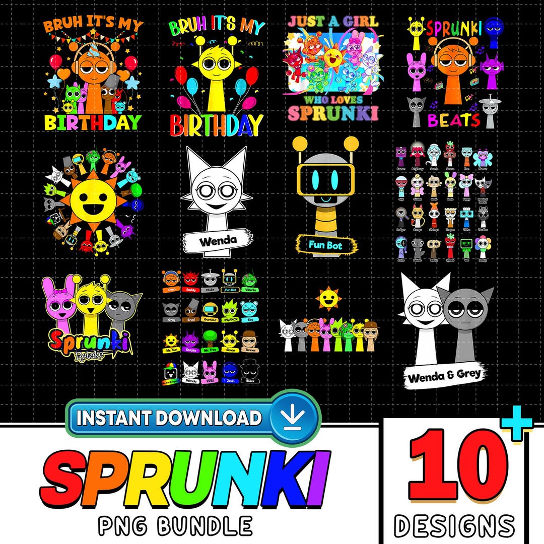 10+ Designs Spunrunki PNG Bundle, Sprunki Png, Sprunki Beats Png ...