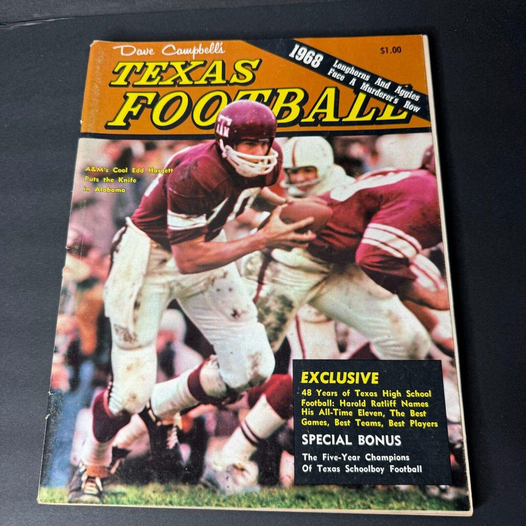 1968 Edd Hargett Texas AM Dave Campbells Texas Football Magazine - Etsy