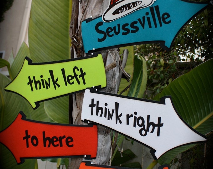 DR. Seuss/cat in the Hat...whimsical Directional SIGNS - Etsy