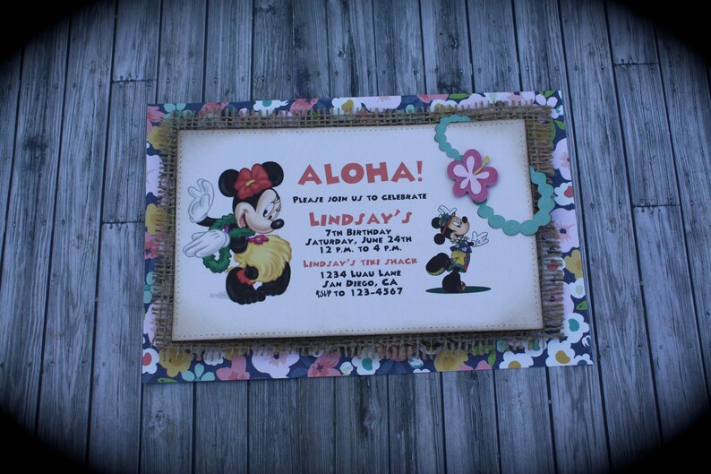 ALOHA! Minnie Mouse Hawaiian Invitation - Etsy
