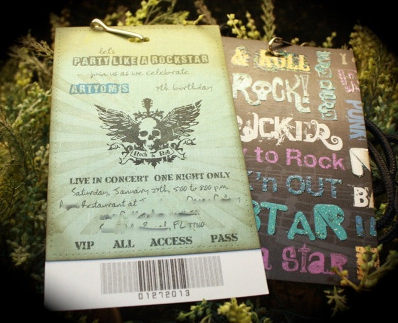 Rockstar VIP TICKET Invitation With Lanyard - Etsy