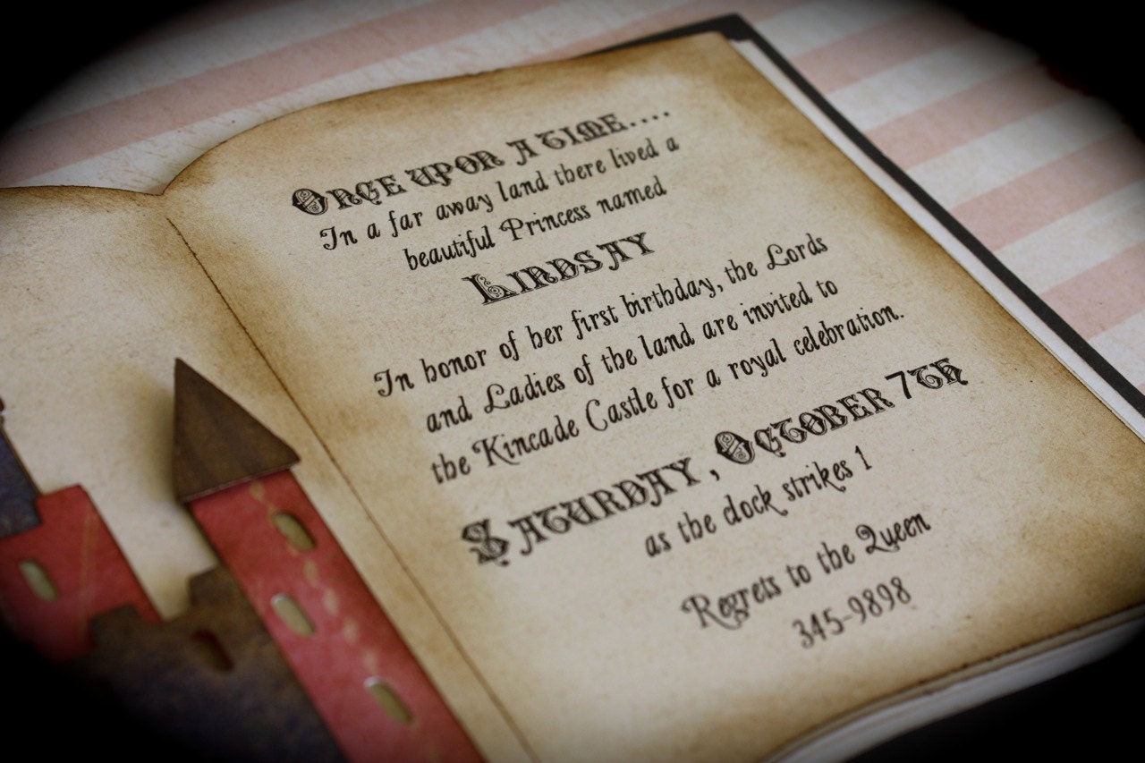 Storybook CASTLE Vintage Open Book Invite for Any Occasion - Etsy